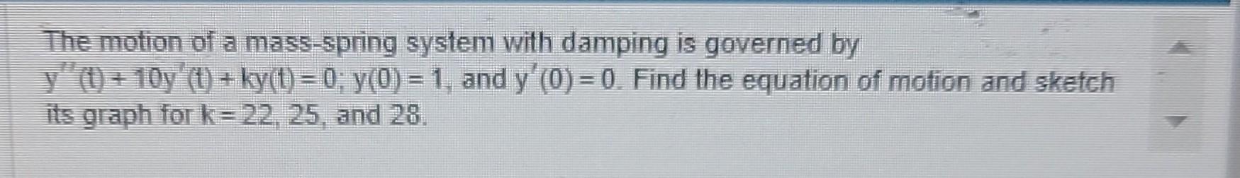 Solved The motion of a mass-spring system with damping is | Chegg.com