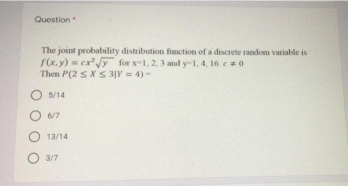 Solved Question The joint probability distribution function | Chegg.com
