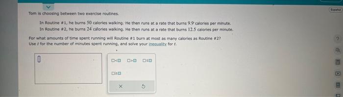 Solved Tom is choosing between two exercise routines. In | Chegg.com