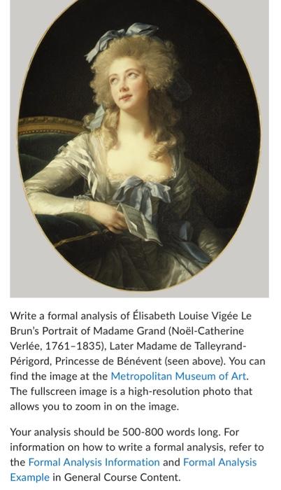 Solved Write a formal analysis of Élisabeth Louise Vigée Le | Chegg.com