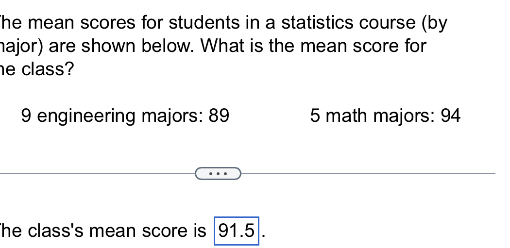 Solved The mean scores for students in a statistics course | Chegg.com