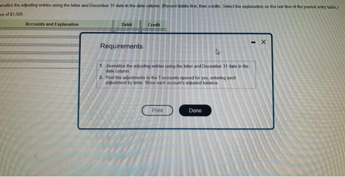Solved Requirements 1. Journalze the adiunting entries using | Chegg.com Solved Requirements 1. Journalze the adiunting entries using | Chegg.com
