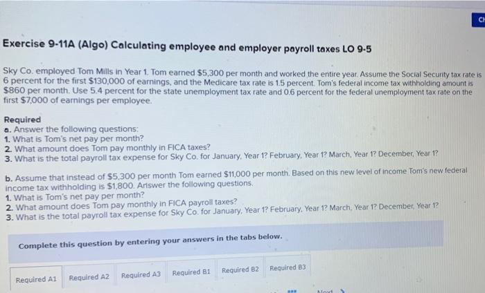 Solved CH Exercise 9-11A (Algo) Calculating employee and | Chegg.com