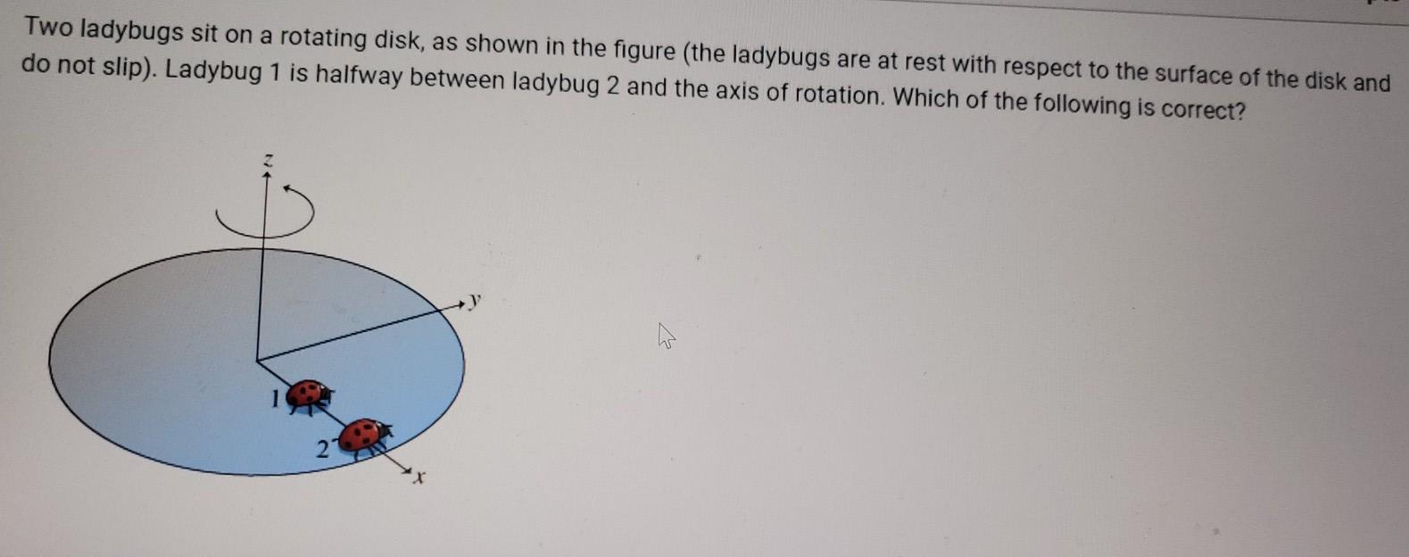 Solved Two ladybugs sit on a rotating disk, as shown in the | Chegg.com