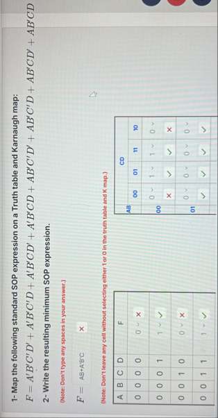 Solved 1- ﻿Map the following standard SOP expression on a | Chegg.com
