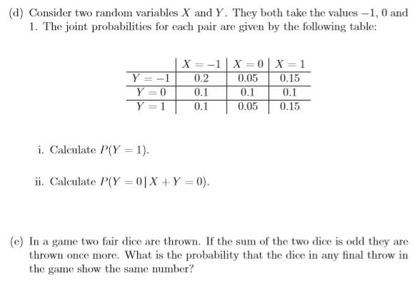 Solved (a) Consider two random variables X and Y. They both | Chegg.com