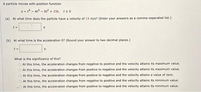 Solved A particle moves with position function | Chegg.com