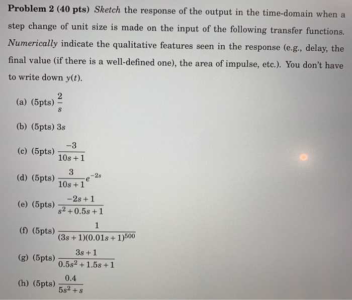 Solved Problem 2 (40 pts) Sketch the response of the output | Chegg.com