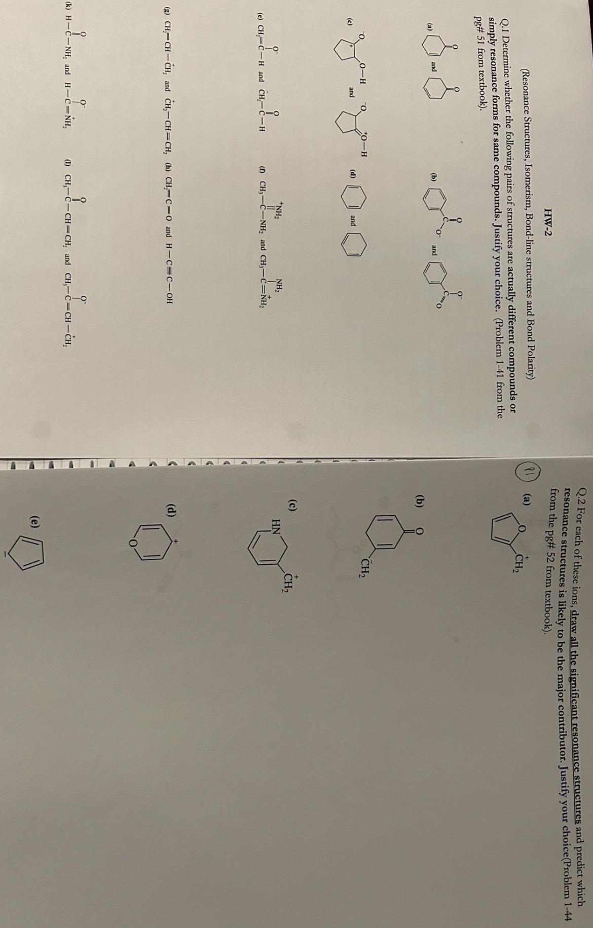 Solved (Resonance Structures, Isomerism, Bond-line | Chegg.com