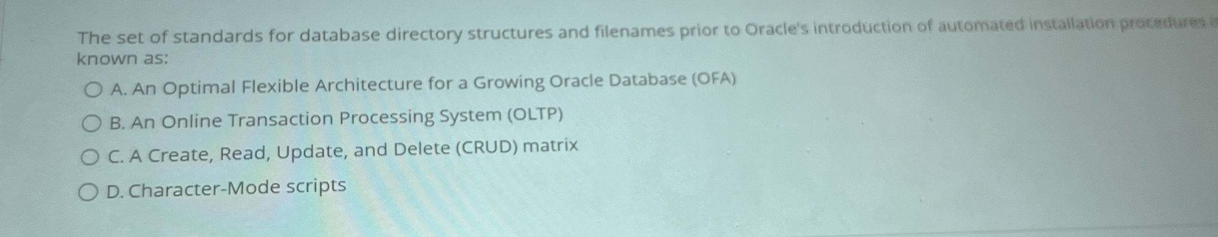 Solved The set of standards for database directory | Chegg.com