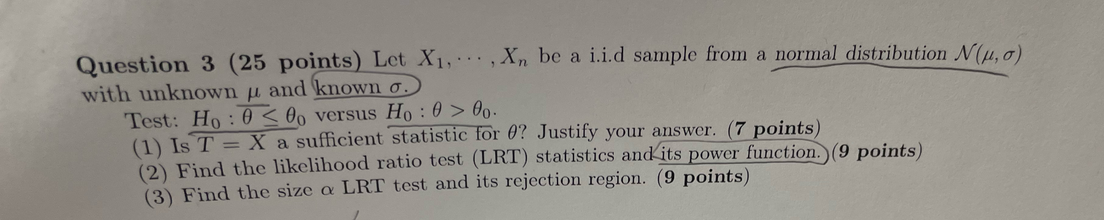 Solved Question 3 (25 ﻿points) ﻿Let x1,cdots,xn ﻿be a i.i.d | Chegg.com