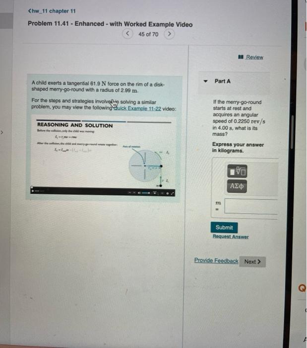 Solved Review Part A A child exerts a tangential 61.9 N | Chegg.com