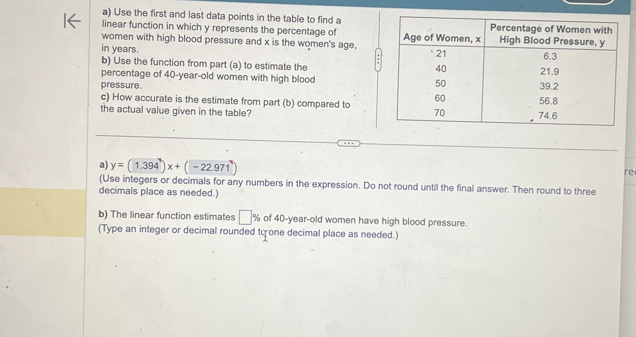 Solved a) ﻿Use the first and last data points in the table | Chegg.com