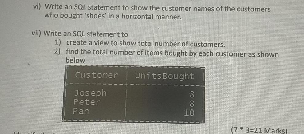 Solved Question: 4 (25 marks) (a) Consider a 'Customer Order | Chegg.com