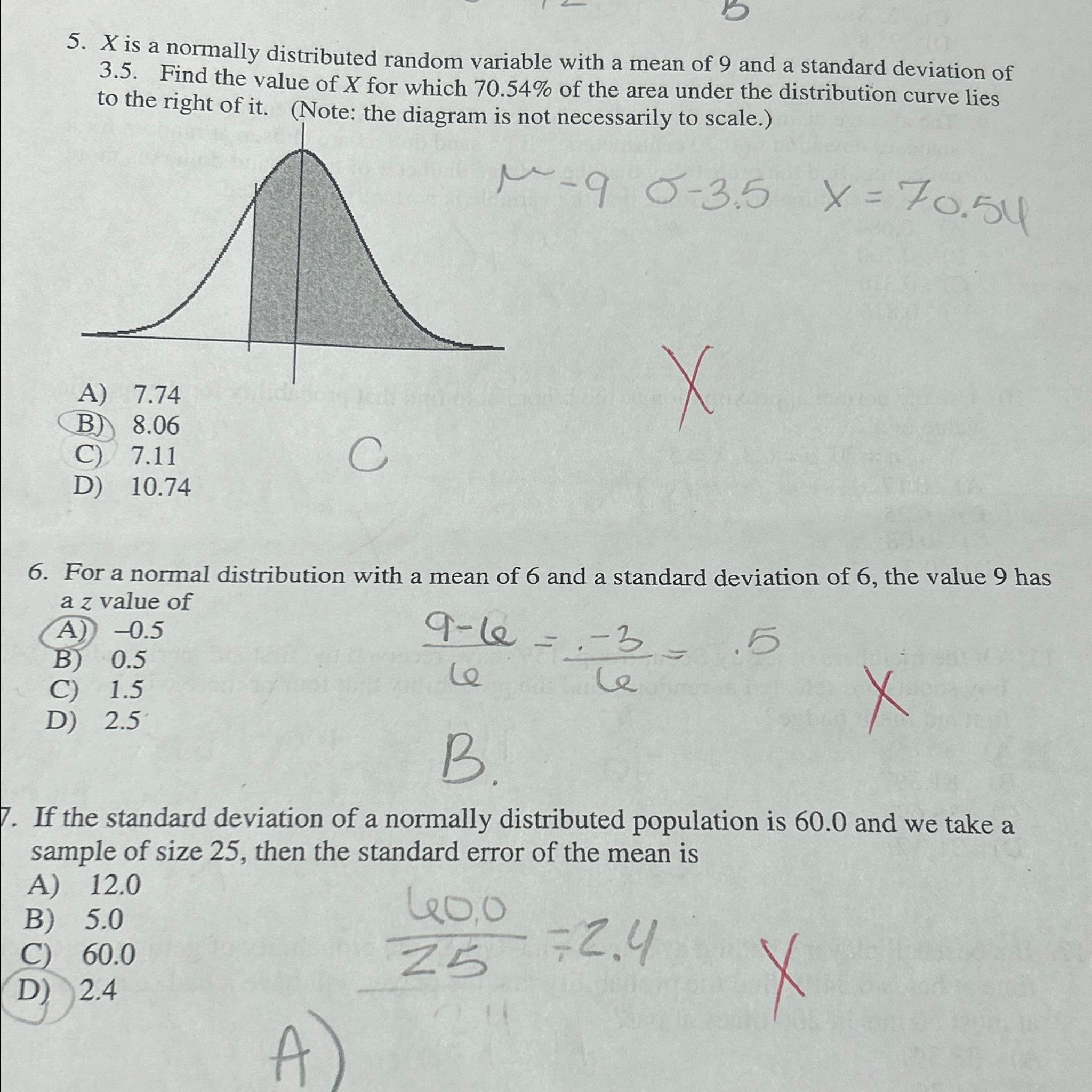 Solved x ﻿is a normally distributed random variable with a | Chegg.com