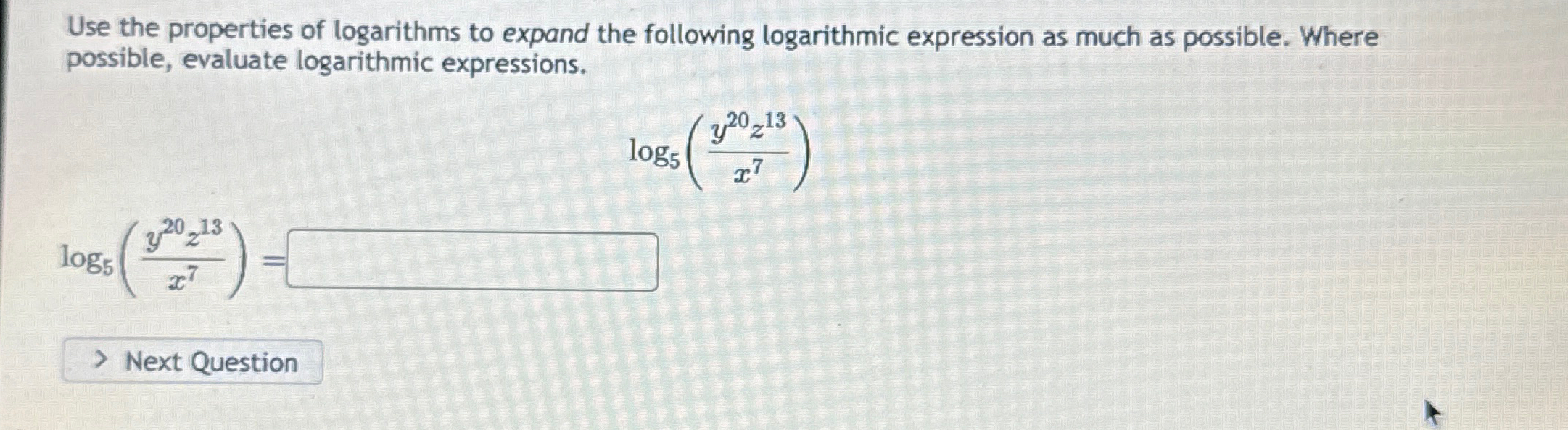 Solved Use the properties of logarithms to expand the | Chegg.com