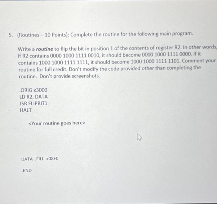Solved (Routines - 10 Points): Complete the routine for the | Chegg.com