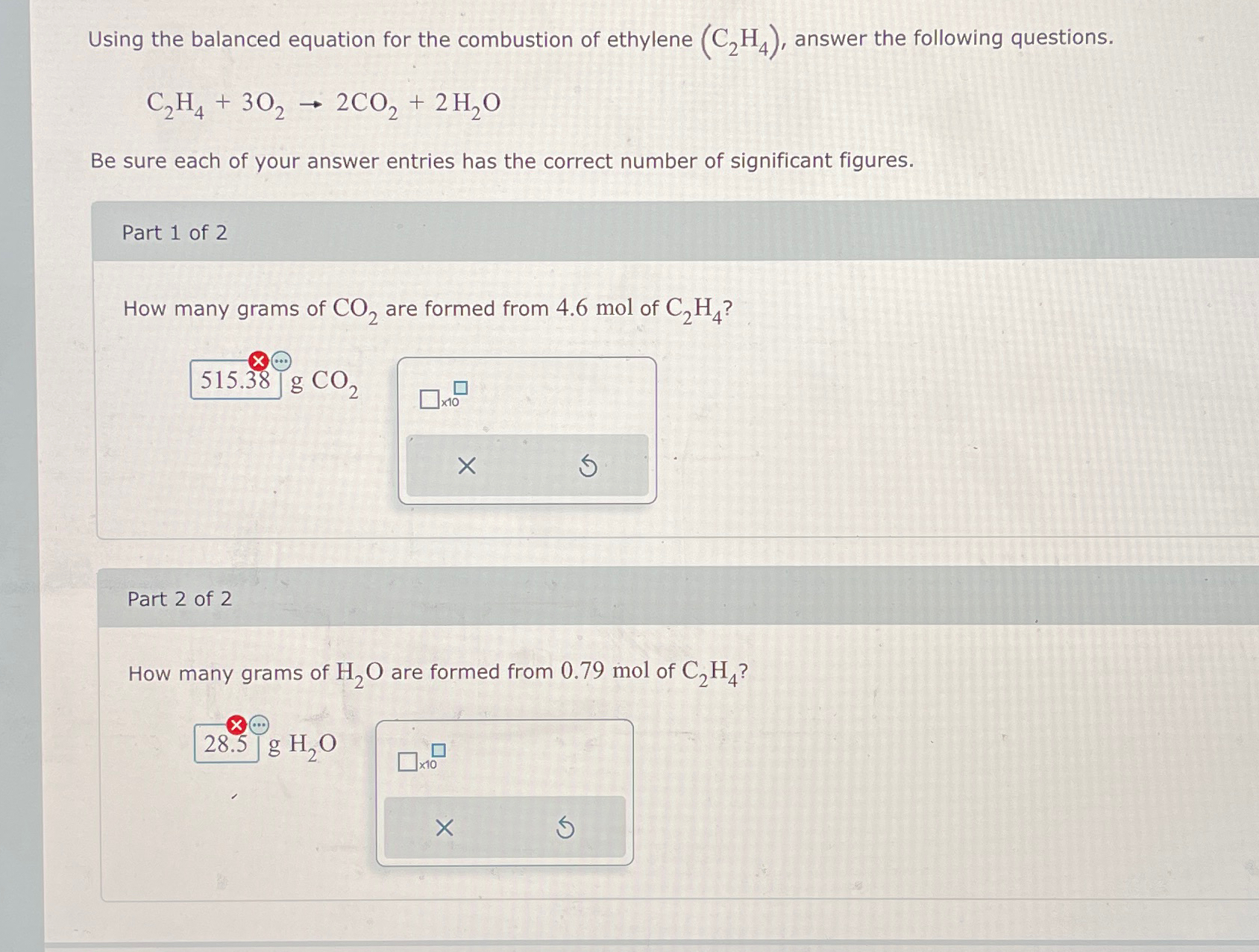 Solved Using the balanced equation for the combustion of | Chegg.com