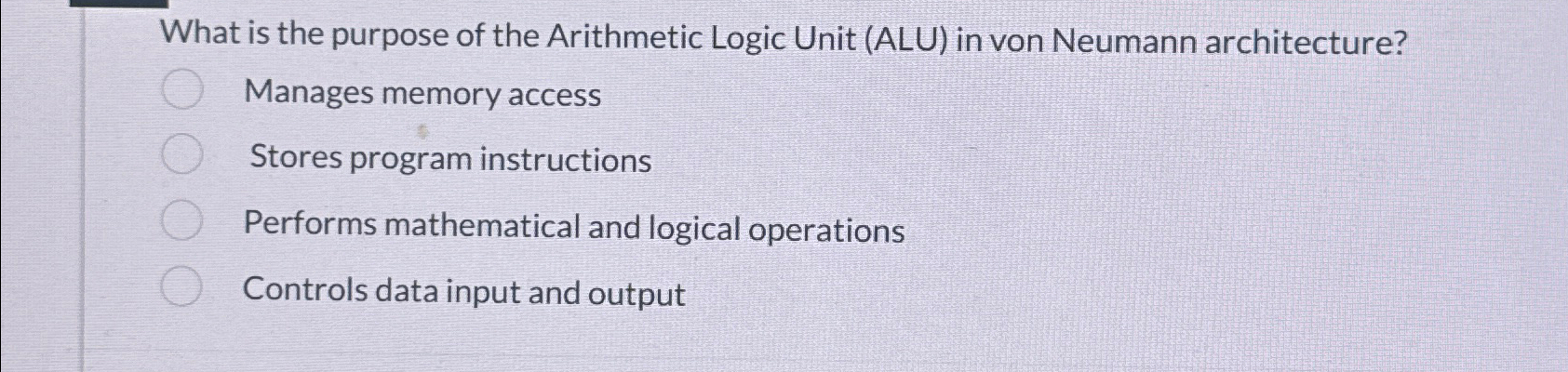 Solved What is the purpose of the Arithmetic Logic Unit | Chegg.com