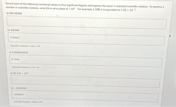 Solved Round each of the following numerical values to four | Chegg.com