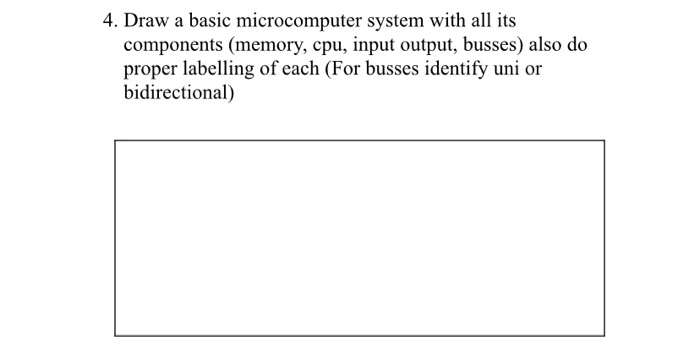 Solved 4. Draw a basic microcomputer system with all its | Chegg.com