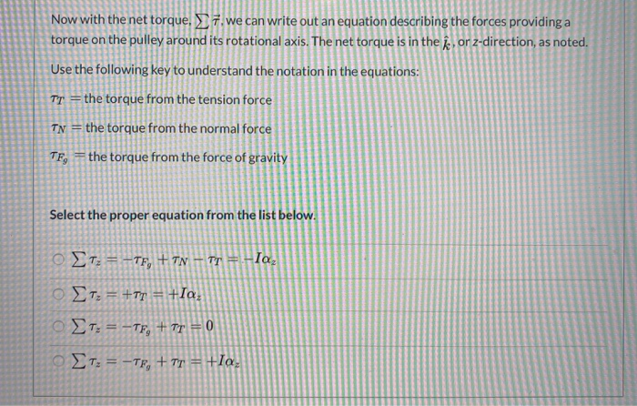 Solved Now with the net torque. 7. we can write out an | Chegg.com