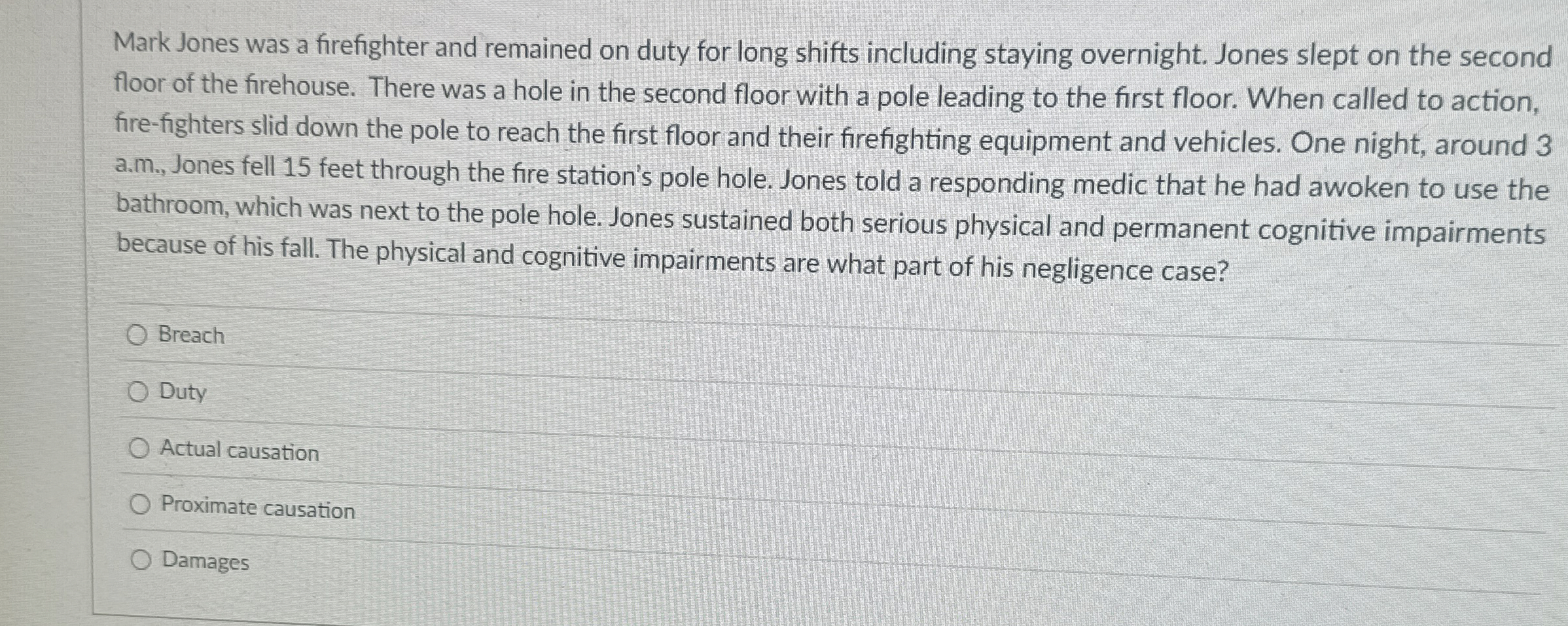 Solved Mark Jones was a firefighter and remained on duty for | Chegg.com
