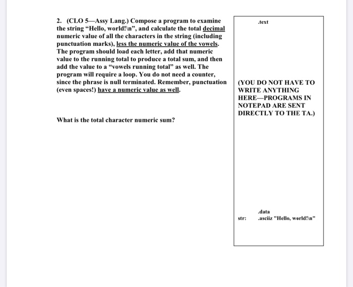 Text 2 Clo 5 Assy Lang Compose A Program To 