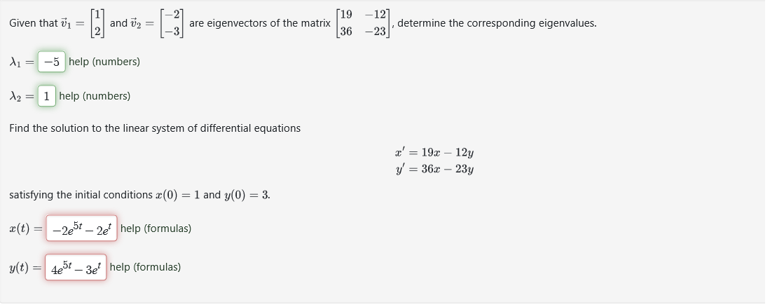 Solved Given that vec(v)1=[12] ﻿and vec(v)2=[-2-3] ﻿are | Chegg.com
