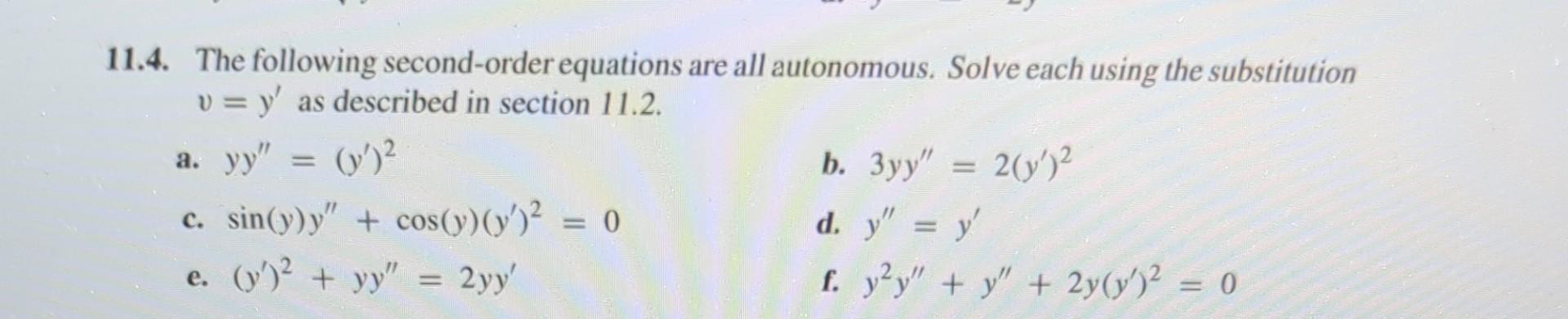 Solved The following second-order equations are all | Chegg.com
