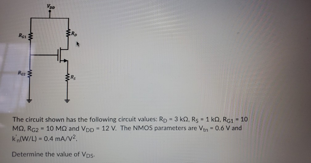 Solved VOD RG1 SR w RG2 Rs The circuit shown has the | Chegg.com