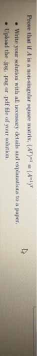 Solved Prove that if A is a non-singular square matrix, | Chegg.com
