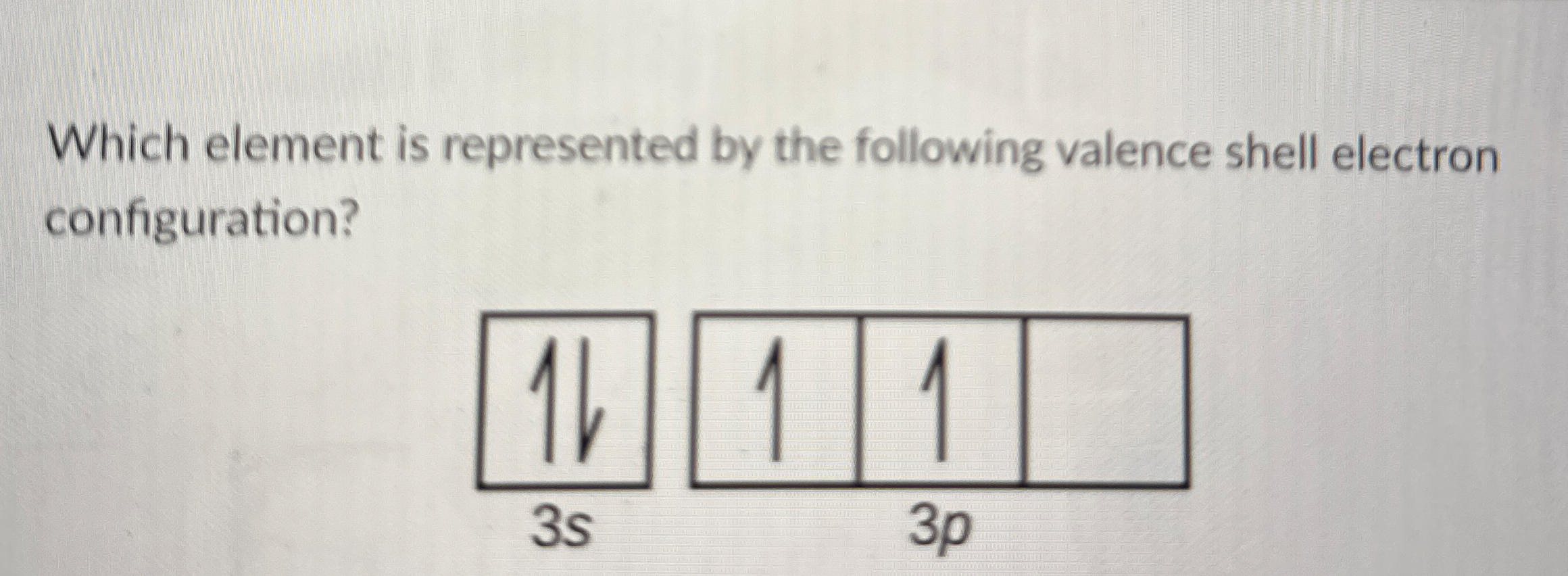 Solved Which element is represented by the following valence | Chegg.com