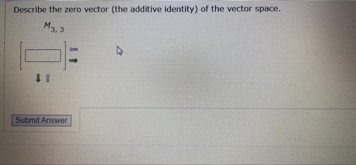 Solved Describe the zero vector (the additive identity) of | Chegg.com