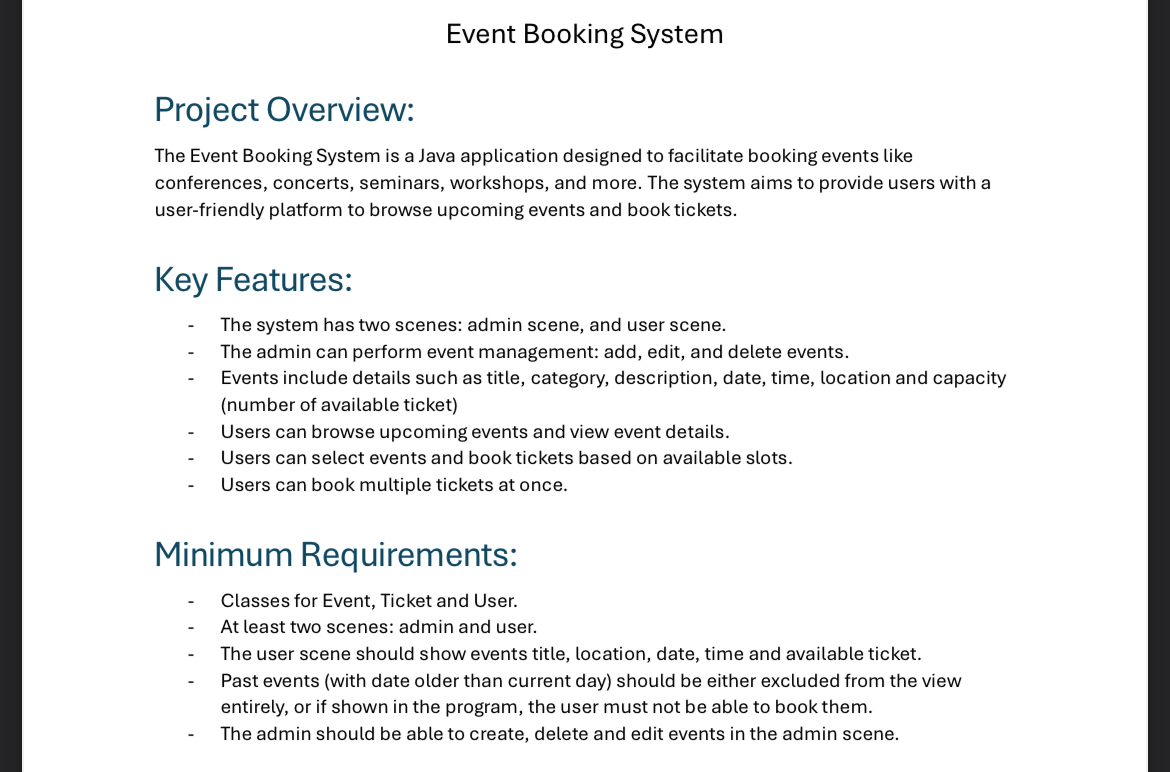 Solved Event Booking SystemProject Overview:The Event | Chegg.com