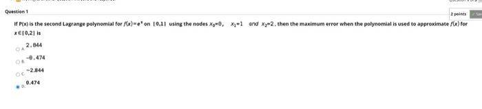 Solved points Question 1 W PIX) is the second Lagrange | Chegg.com