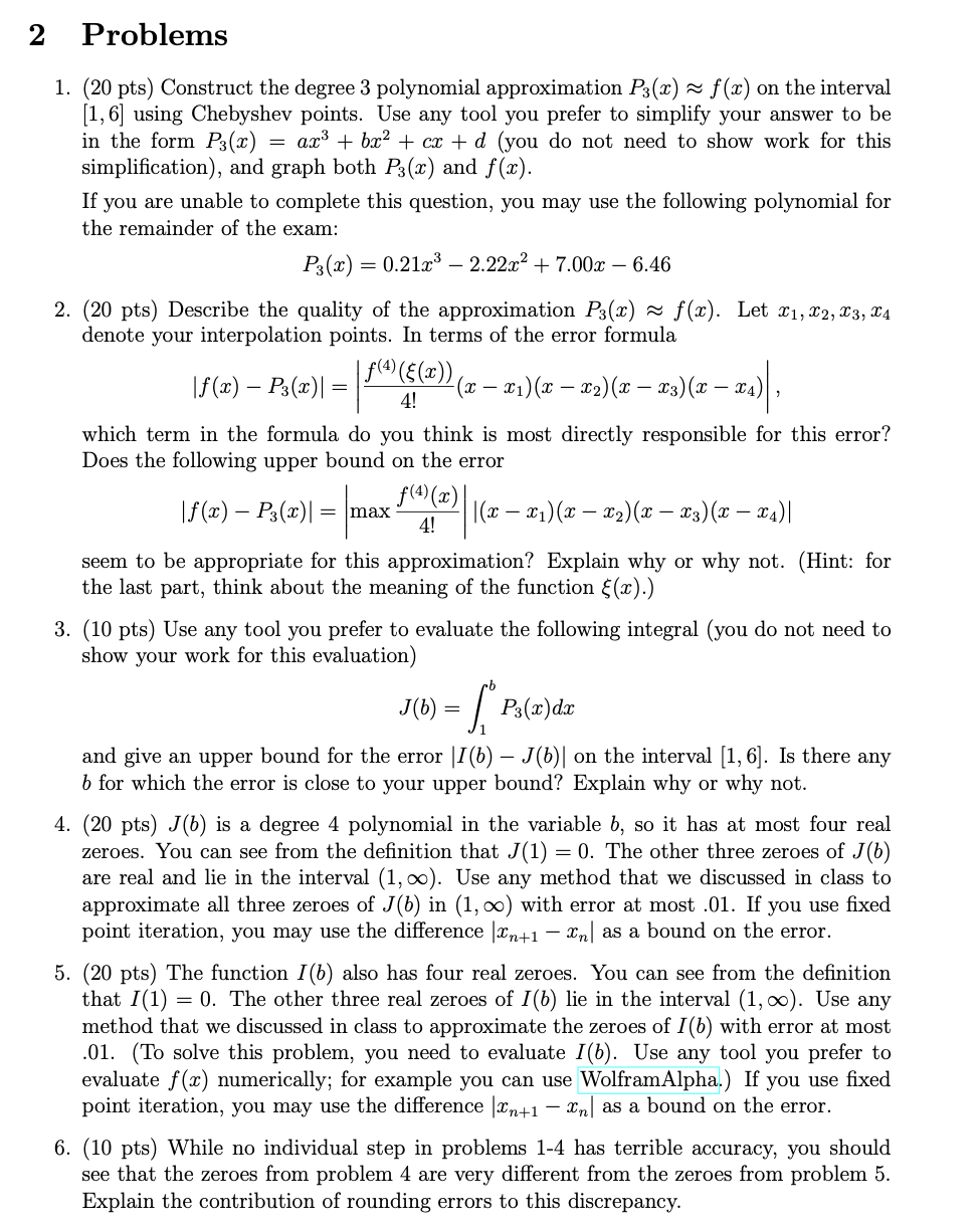 Solved 2 ﻿Problems(20 ﻿pts) ﻿Construct the degree 3 | Chegg.com