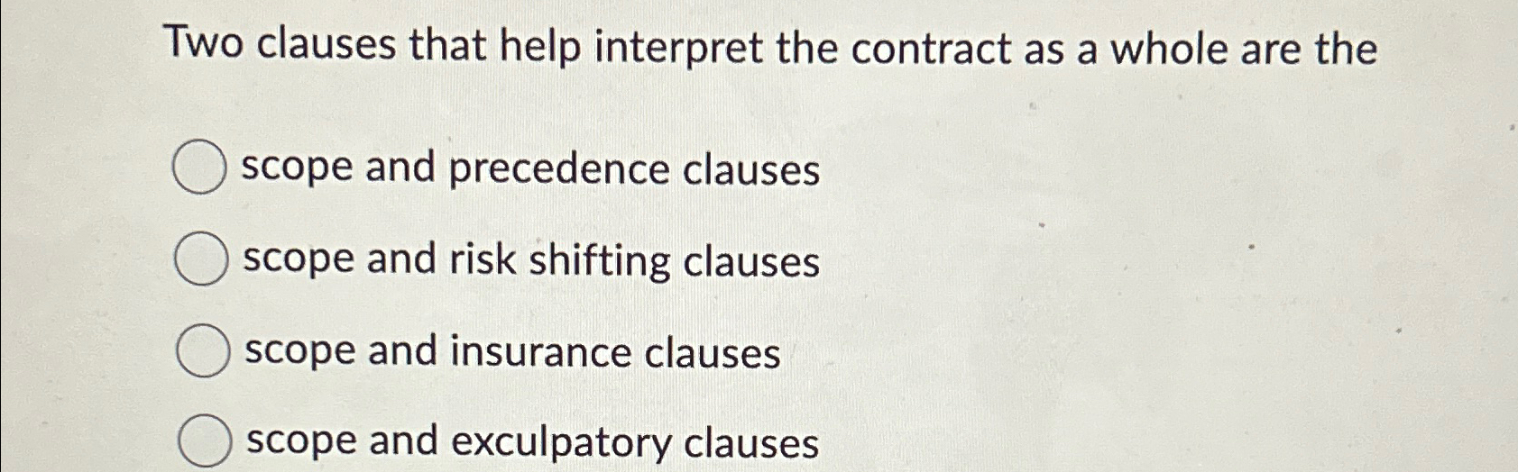 Solved Two clauses that help interpret the contract as a | Chegg.com