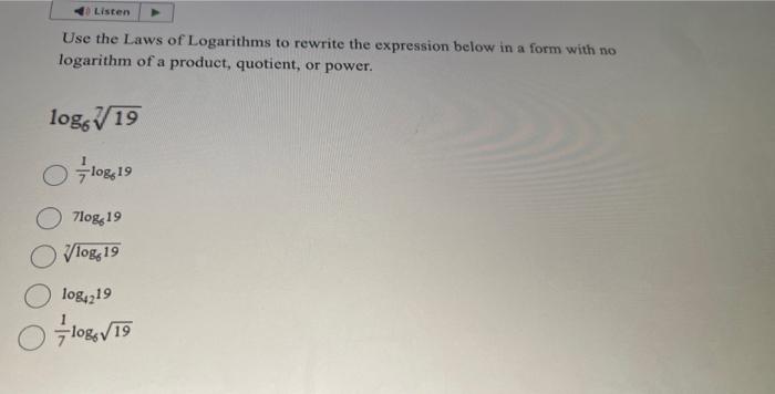 Solved Use the Laws of Logarithms to rewrite the expression | Chegg.com