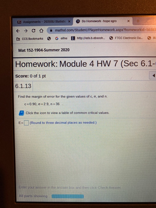 Solved NI Assignments - 2020SU Statistic x Do Homework - | Chegg.com