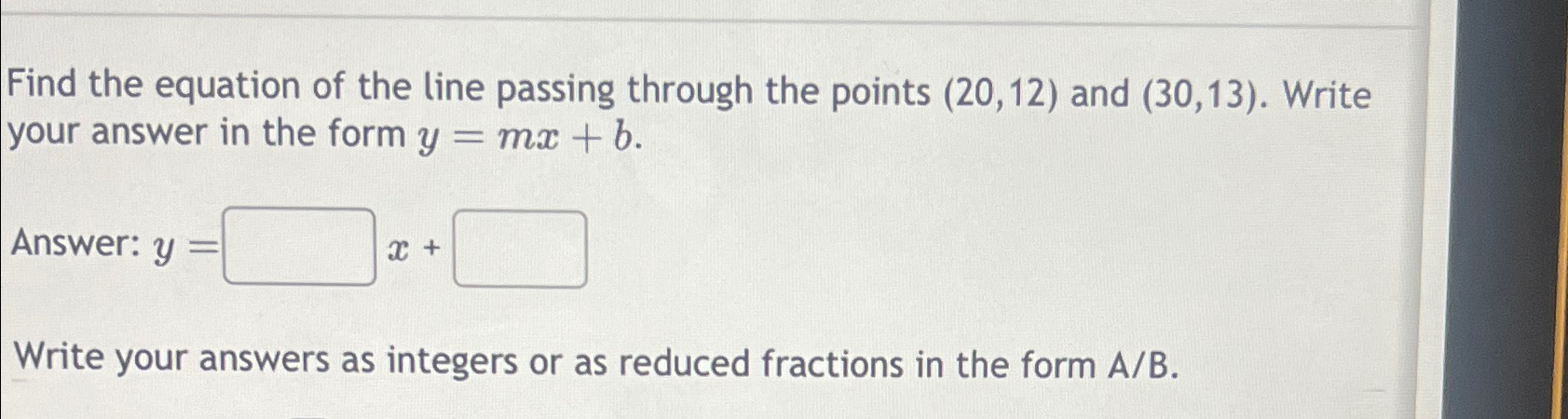 Solved Find the equation of the line passing through the | Chegg.com