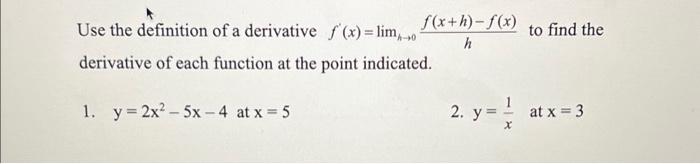 Solved Use the definition of a derivative | Chegg.com