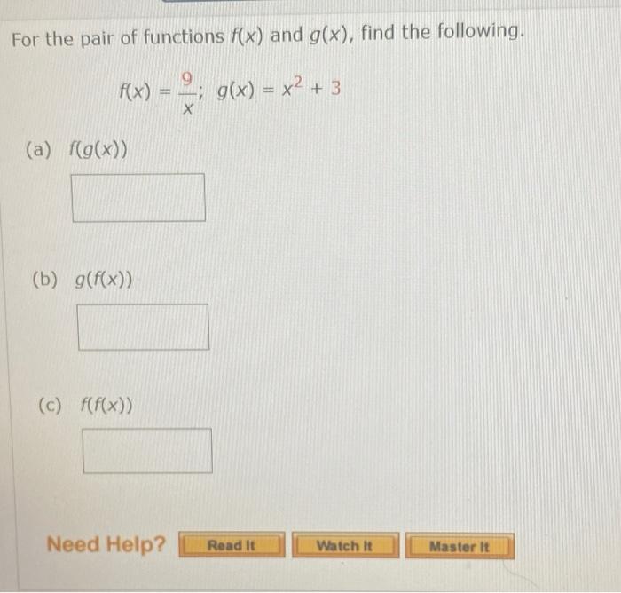 Solved For the pair of functions f(x) and g(x), find the | Chegg.com
