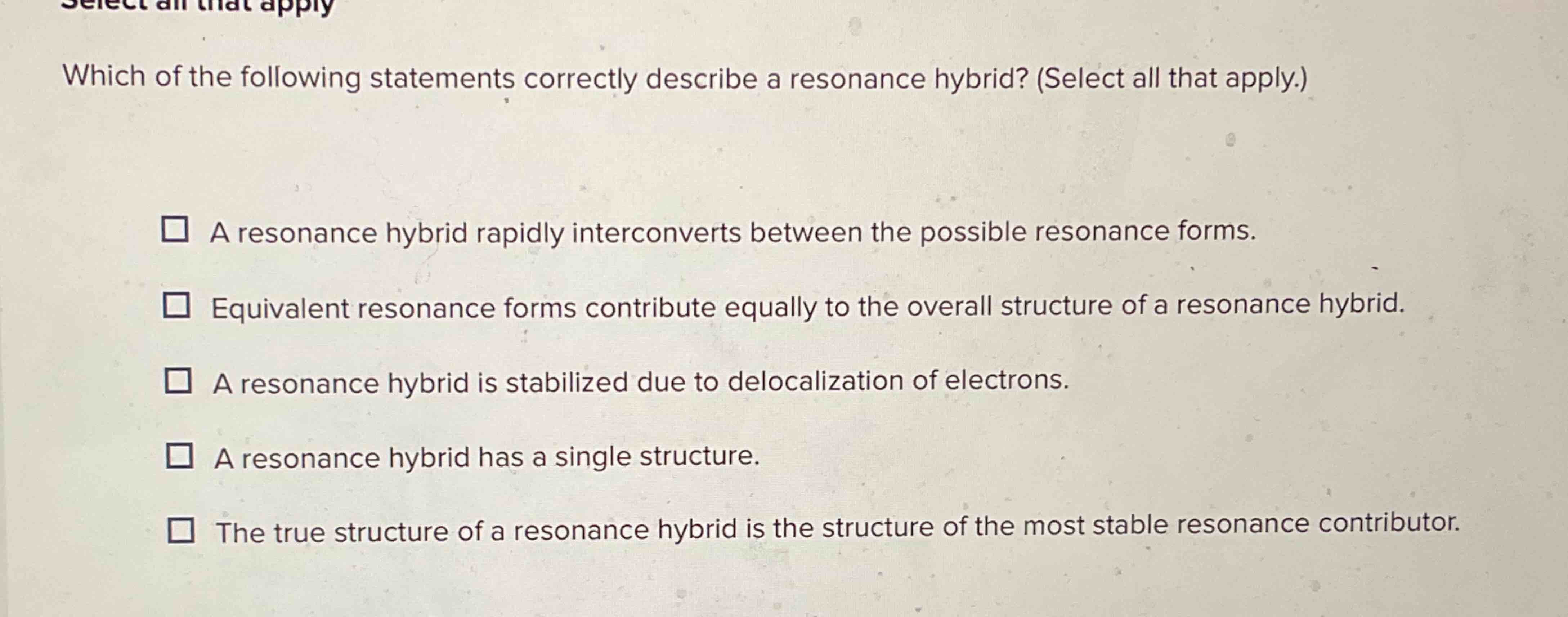 Solved Which of the following statements correctly describe | Chegg.com