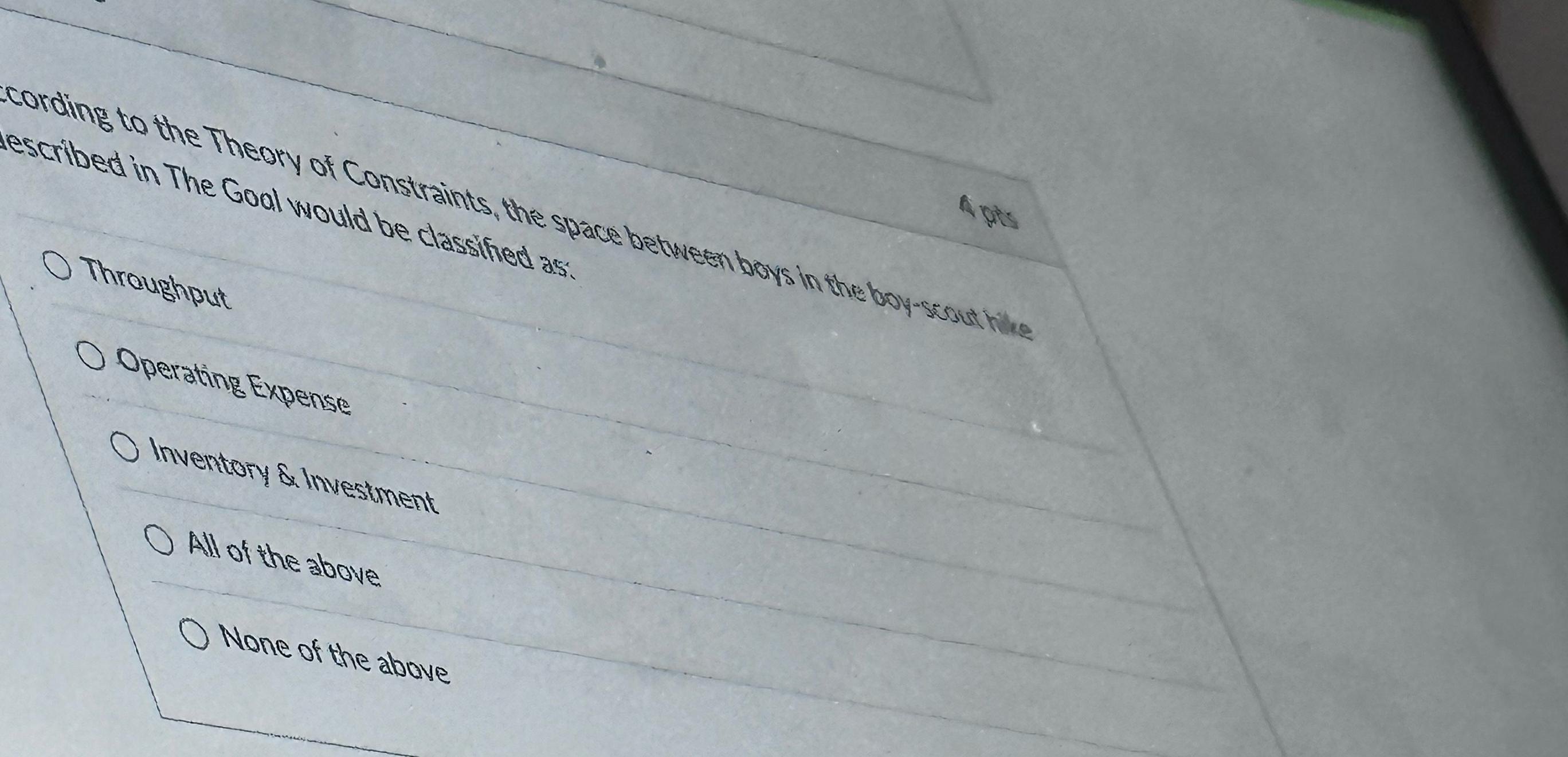Solved cording to the Theory of Constraints, the spacce | Chegg.com