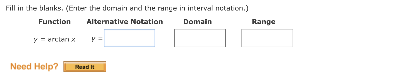 Solved Fill in the blanks. (Enter the domain and the range | Chegg.com