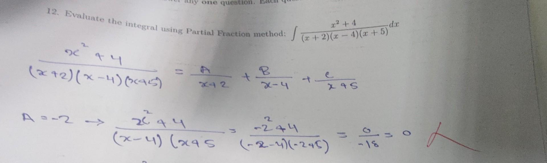 Solved 12. Evaluate the integral using Partial Fraction | Chegg.com