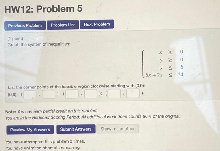 Solved HW12: Problem 5 Previous Problem Problem List Next | Chegg.com Solved HW12: Problem 5 Previous Problem Problem List Next | Chegg.com