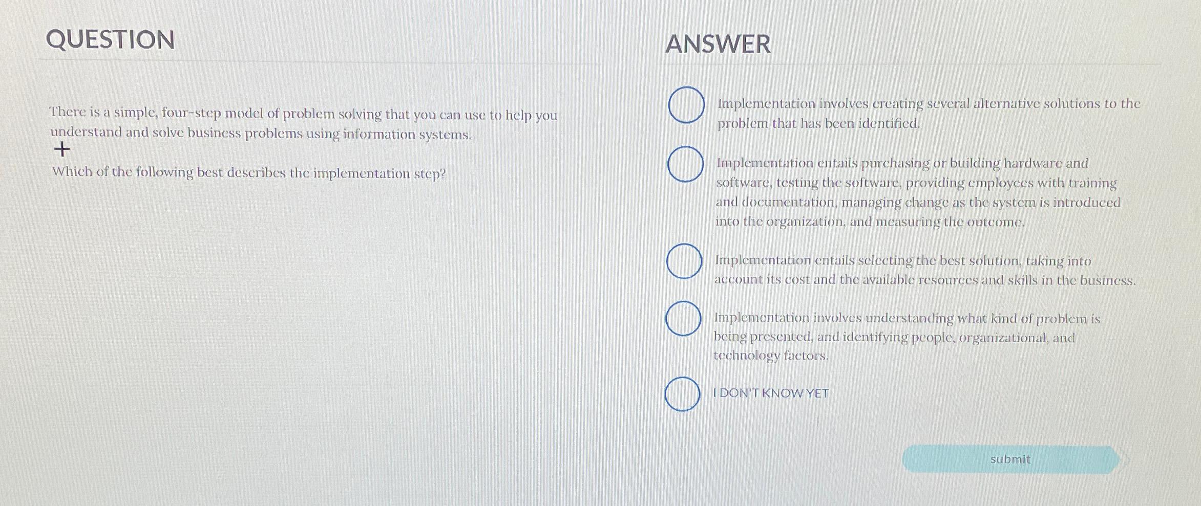 Solved QUESTIONThere is a simple, four-step model of problem | Chegg.com