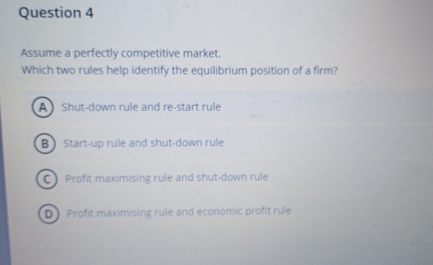 Solved Question 4Assume a perfectly competitive market.Which | Chegg.com Solved Question 4Assume a perfectly competitive market.Which | Chegg.com